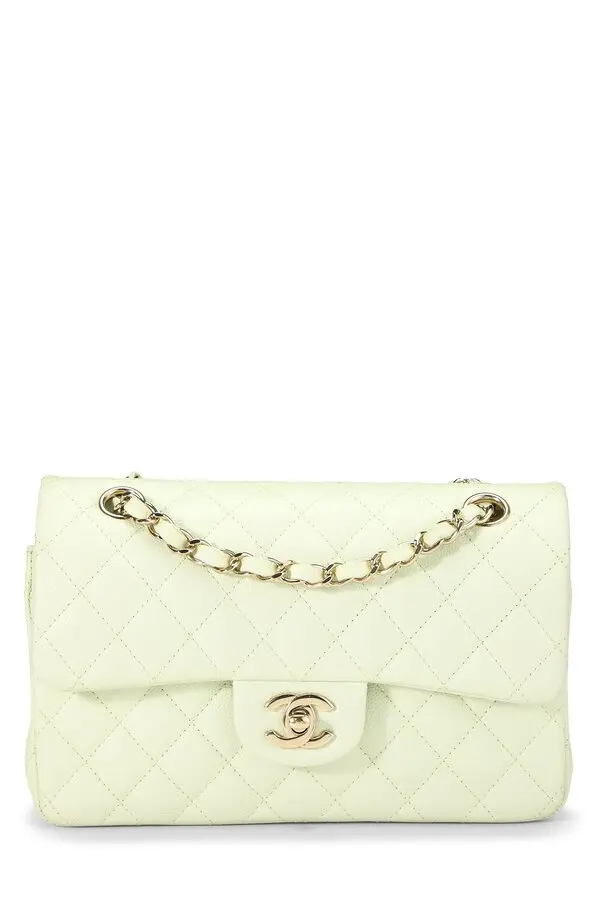 Chanel Quilted Caviar Classic Double Flap Small - Green