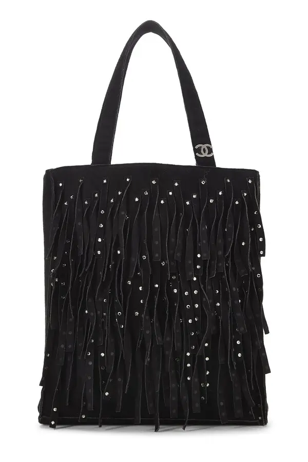Chanel Suede Fringe Handbag - Black