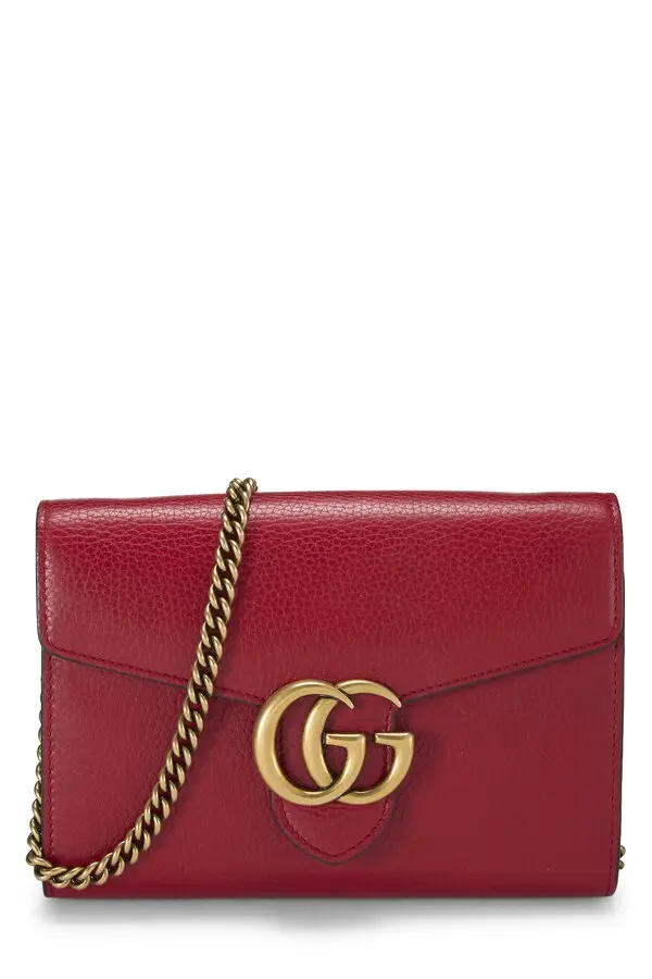 Gucci Gg Marmont Wallet On Chain - Red