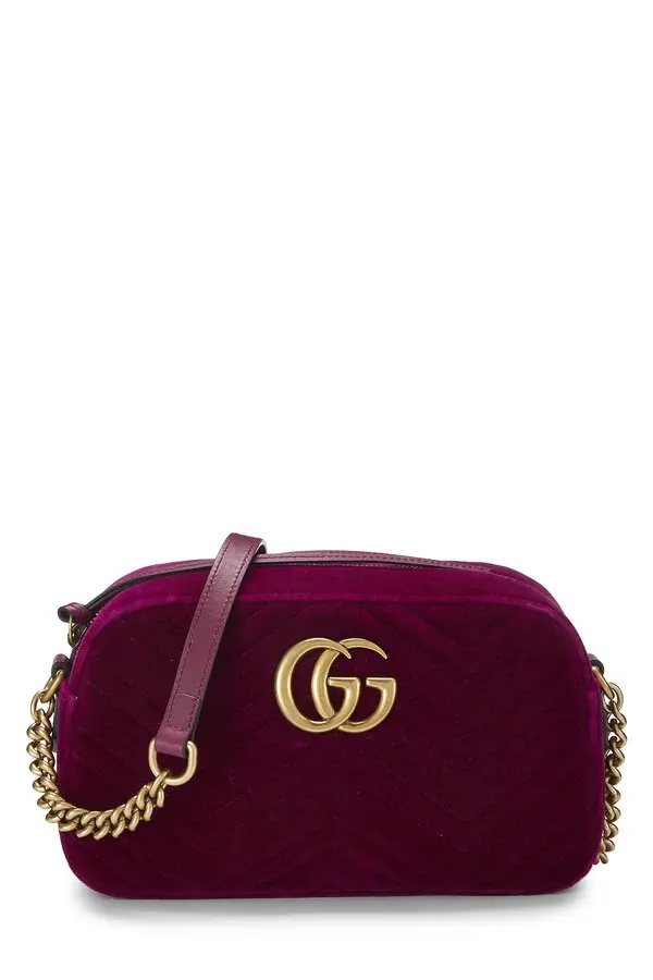 Gucci Velvet Gg Marmont Crossbody Bag - Pink