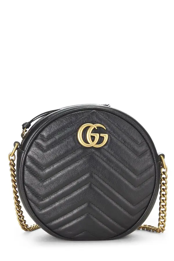 Gucci Leather Gg Marmont Round Shoulder Bag