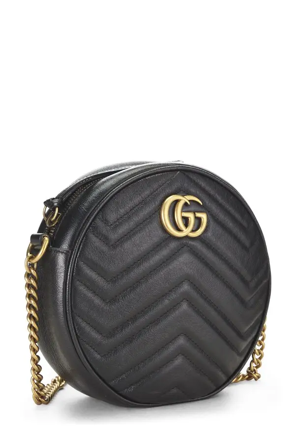 Gucci Leather Gg Marmont Round Shoulder Bag