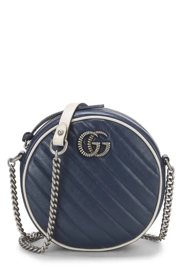 Gucci Gg Marmont Round Shoulder Bag - Navy