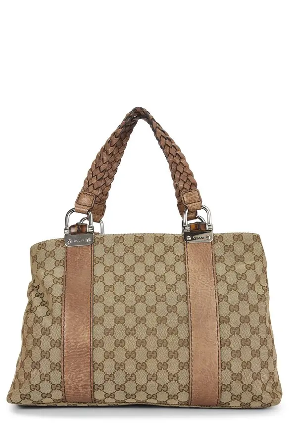 Gucci Original Gg Bamboo Bar Tote - Brown