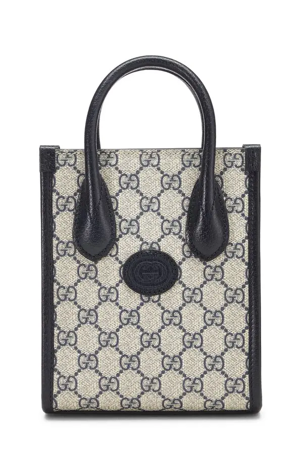 Gucci Gg Supreme Interlocking Tote - Navy