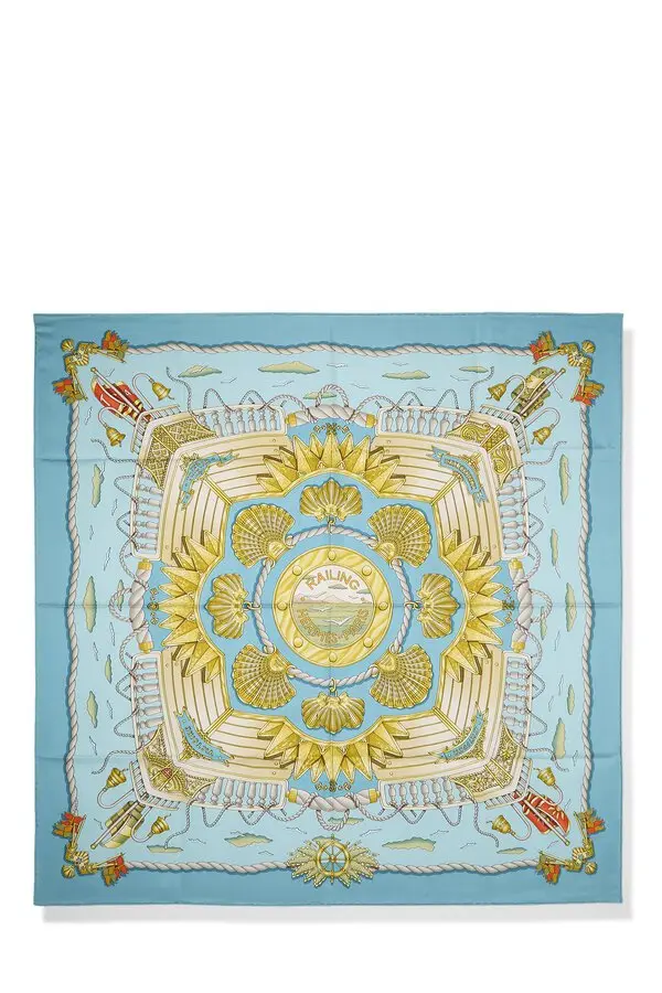 Hermès Multicolor 'railing' Silk Scarf 90 - Blue
