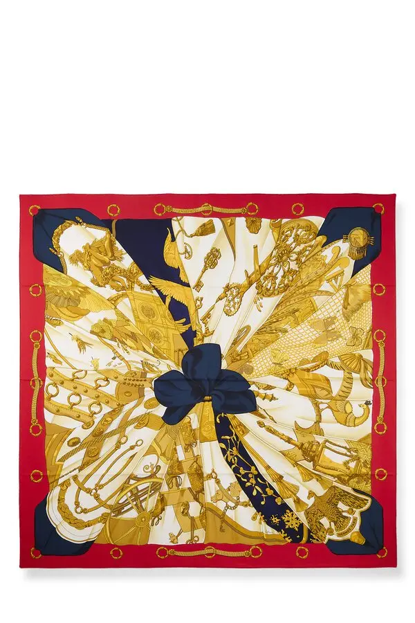 Hermès Multicolor 'soleil De Soie' Silk Scarf 90 - Red