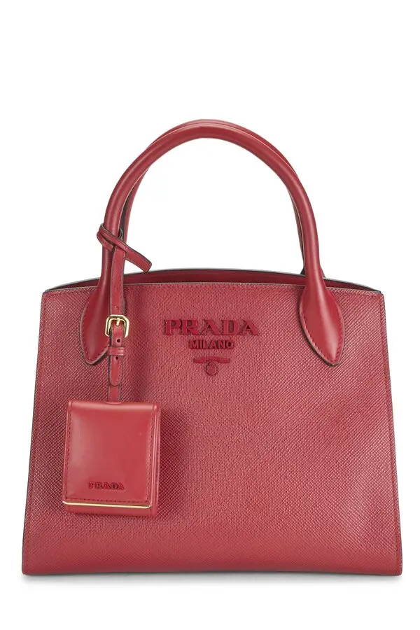 Prada Saffiano Monochrome Tote - Red