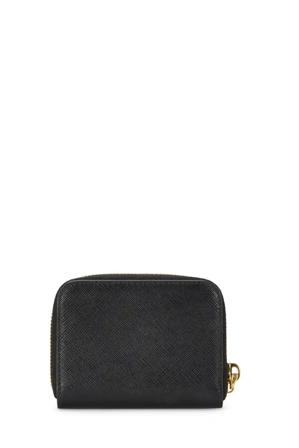 Prada Saffiano Zip Around Coin Purse - Black