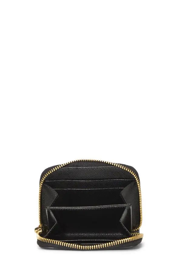 Prada Saffiano Zip Around Coin Purse - Black