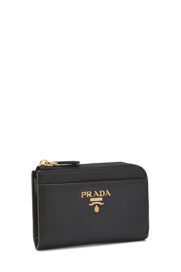 Prada Saffiano Zip Around Coin Purse - Black