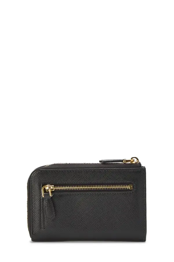 Prada Saffiano Zip Around Coin Purse - Black