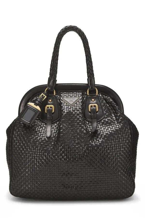 Prada Woven Leather Frame Bag