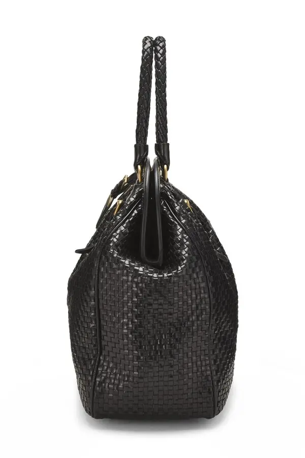 Prada Woven Leather Frame Bag