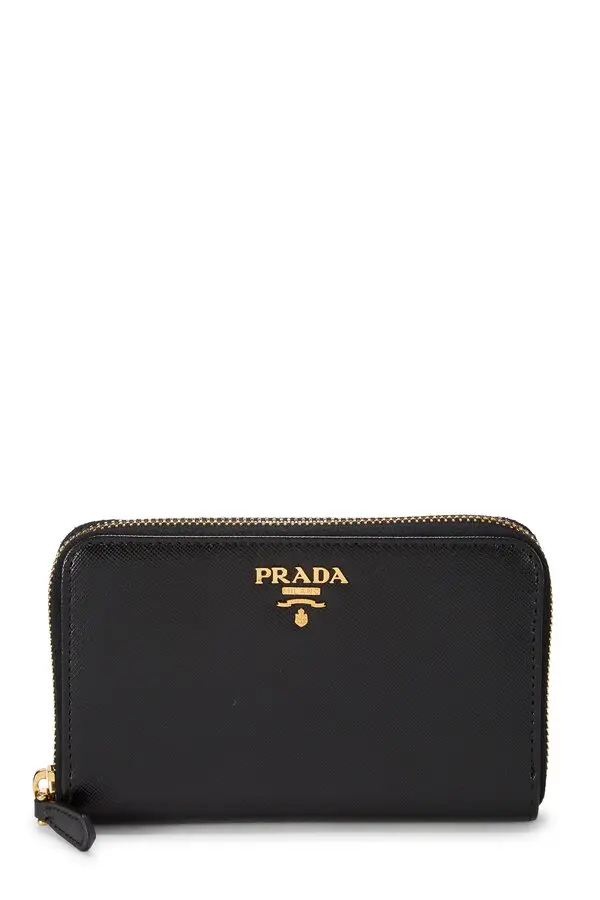Prada Saffiano Zip Around Wallet - Black