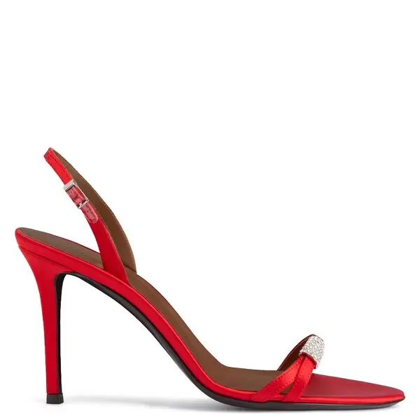 GIUSEPPE ZANOTTI Lena Crystal 90 Slingback Sandals - Red