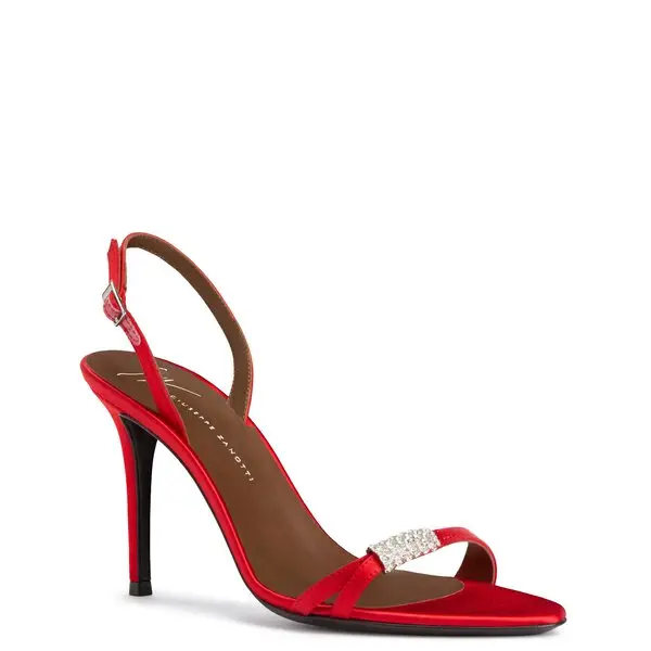 GIUSEPPE ZANOTTI Lena Crystal 90 Slingback Sandals - Red