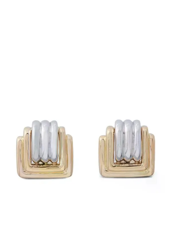 Sidney Garber 18k Yellow And White Square Earrings - Gold