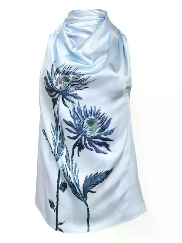 Altuzarra Sleary Floral Cowl-neck Blouse - Blue