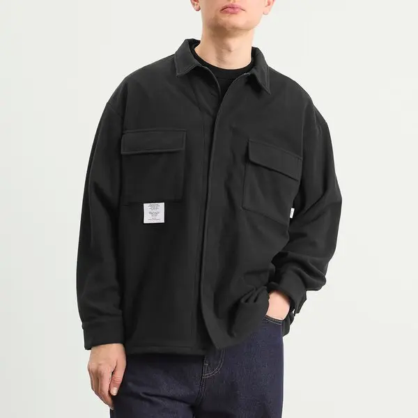WTAPS Poly Fleece Back Motif Overshirt - Black