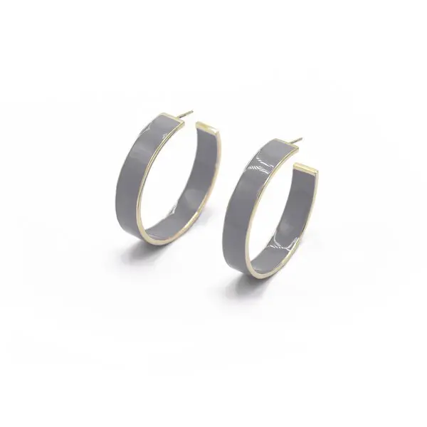 BONDEYE JEWELRY Chrissy Enamel Hoop Earrings - Grey
