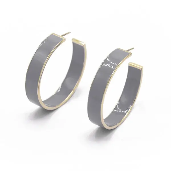 BONDEYE JEWELRY Chrissy Enamel Hoop Earrings - Grey