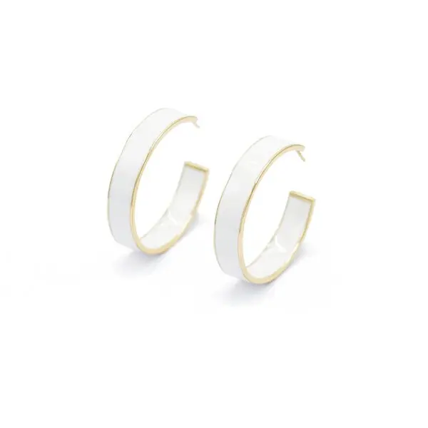 BONDEYE JEWELRY Chrissy Enamel Hoop Earrings - White