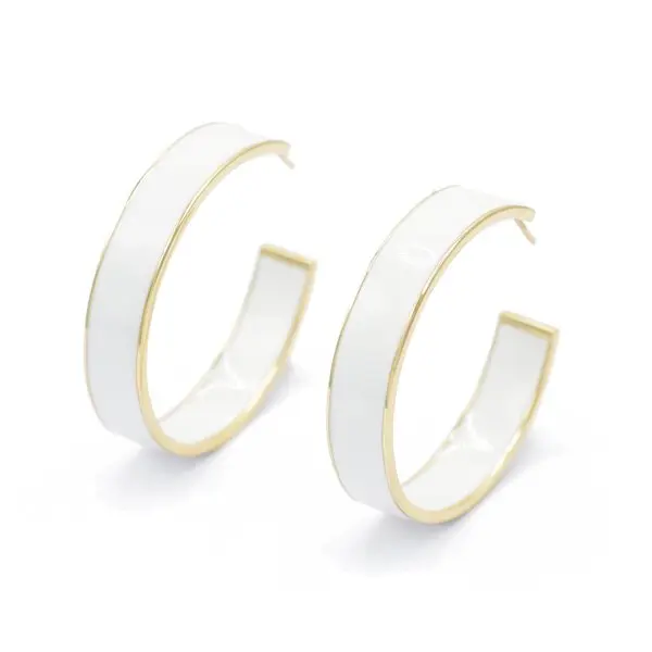 BONDEYE JEWELRY Chrissy Enamel Hoop Earrings - White