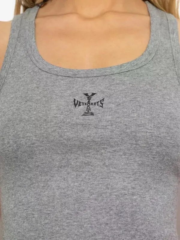 Vetements Logo-detail Sleeveless Dress - Grey