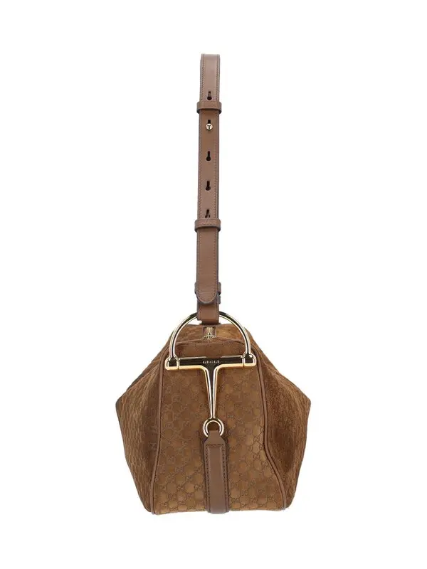 Gucci Medium Shoulder Bag With Horsebit Detail - Brown