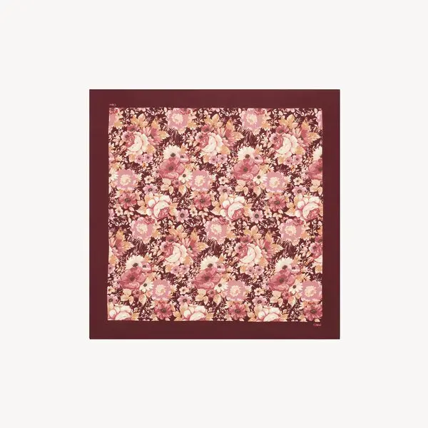 Chloé The Roses Square Scarf In Twill Single - Maroon Pink