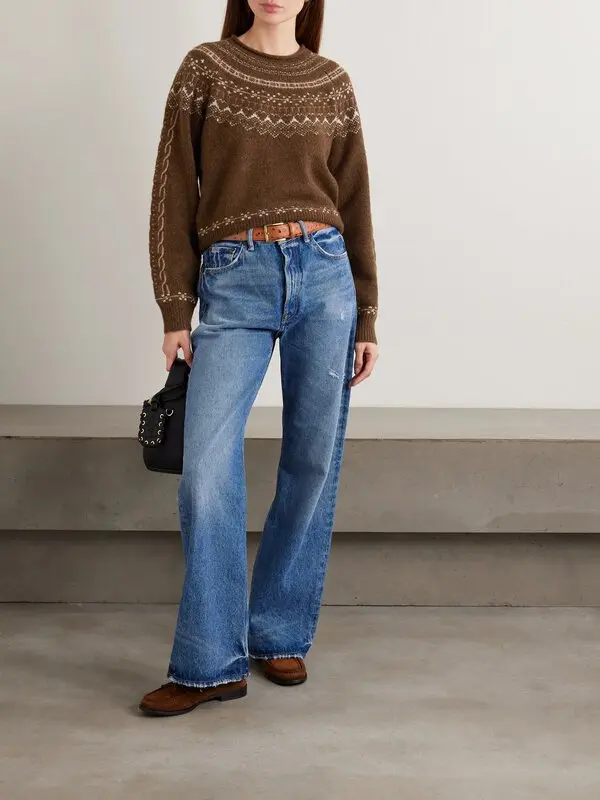 Guest In Residence Cloud Chalet Fair Isle Wool And Cashmere-blend Sweater - Brown