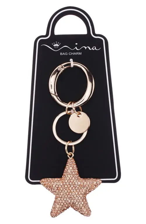 Nina Crystal Embellished Star Bag Charm - Gold