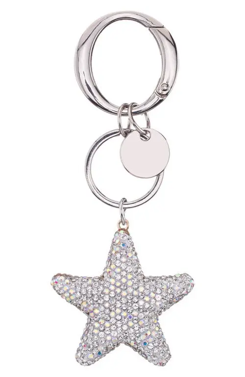 Nina Crystal Embellished Star Bag Charm - Silver