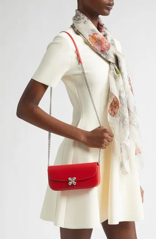 Alexander McQueen Small Skull Flower Shoulder Bag - Red/silver