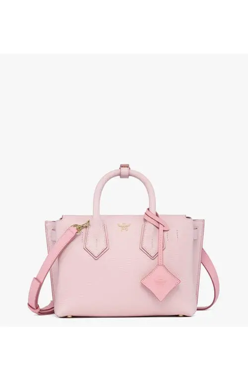 Mcm Milla Tote In Spanish Embossed Leather - Lotus Pink