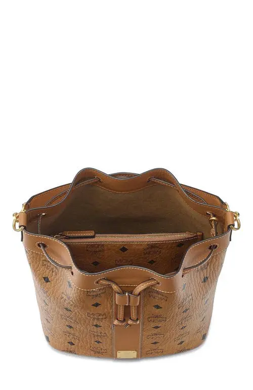 Mcm Dessau Drawstring Bucket Bag - Cognac