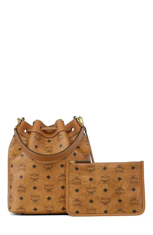 Mcm Dessau Drawstring Bucket Bag - Cognac