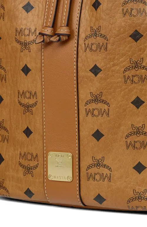 Mcm Dessau Drawstring Bucket Bag - Cognac