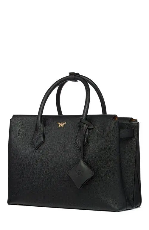 Mcm Milla Tote In Spanish Embossed Leather - Black