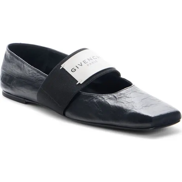 Givenchy Sliced Square Toe Mary Jane Flat - Black
