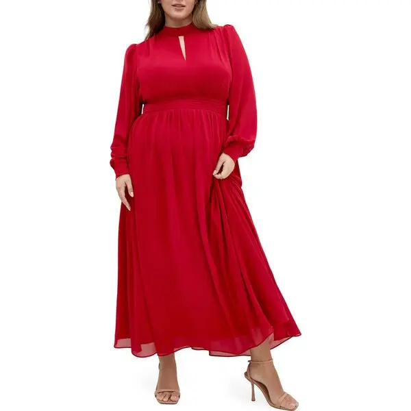 City Chic Long Sleeve Open Back Maxi Dress