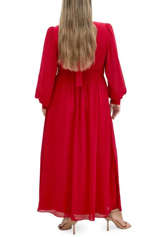City Chic Long Sleeve Open Back Maxi Dress