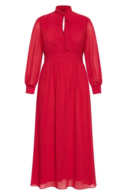 City Chic Long Sleeve Open Back Maxi Dress