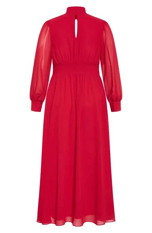 City Chic Long Sleeve Open Back Maxi Dress
