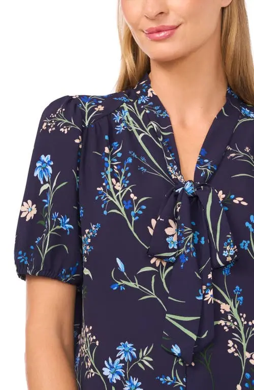 CECE DUPRAZ Floral Tie Neck Georgette Top