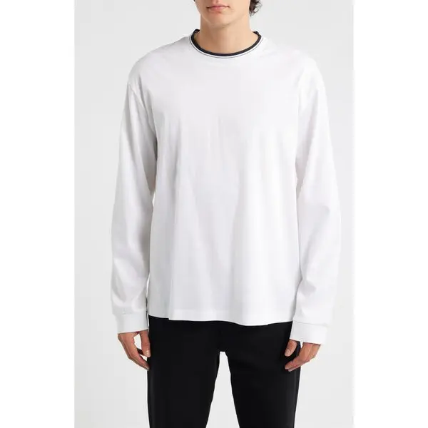 BOSS Talley Cotton Crewneck Top - White