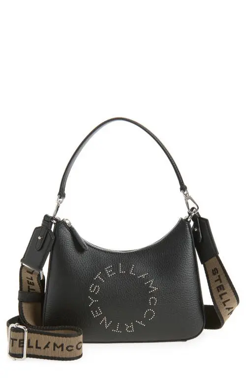 Stella McCartney Faux Leather Shoulder Bag With Studded Logo - Black