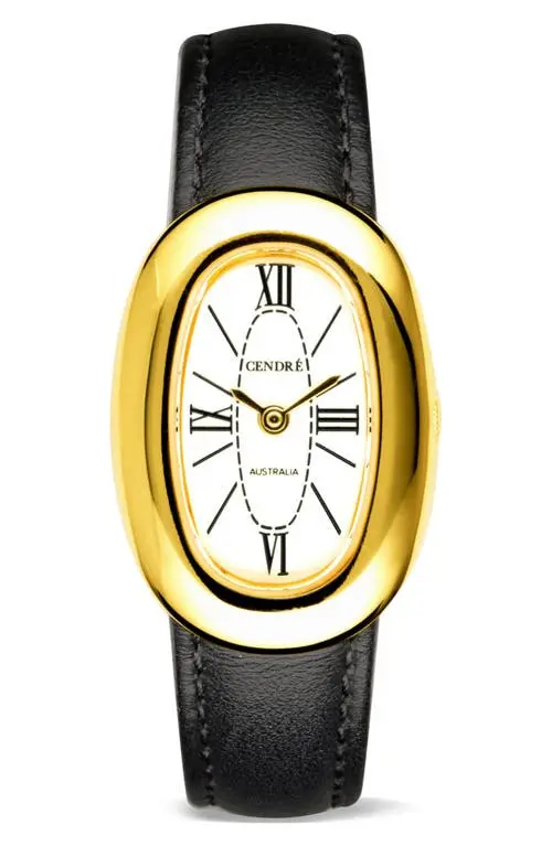 CENDRE Bridgette Leather Strap Watch - White/black Smooth