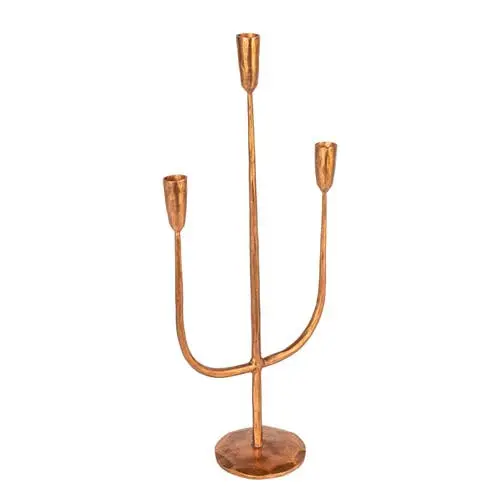 STORIED HOME Hand-forged Metal Candelabra - Copper
